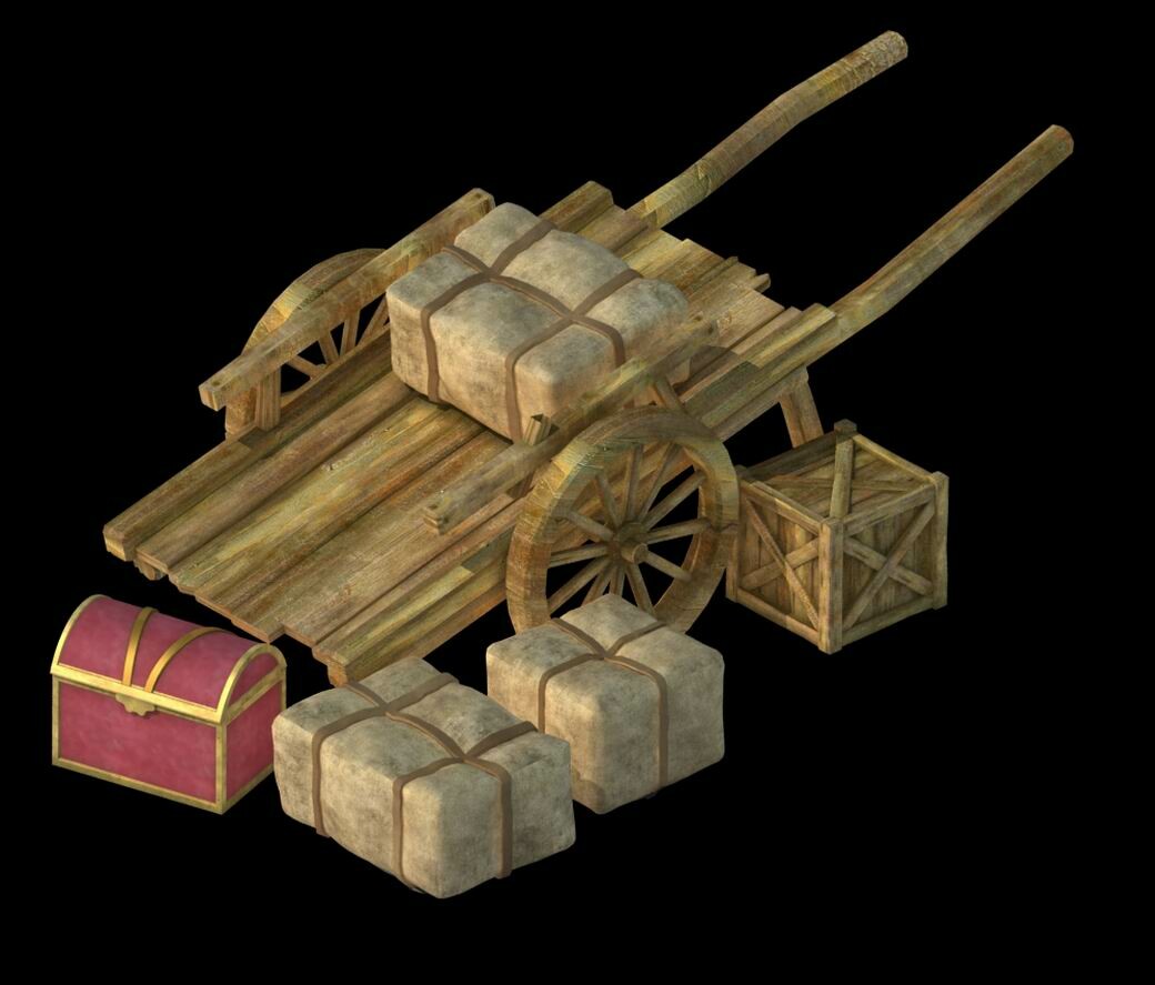 ArtStation - Ancient Transport Tool - Wooden Cart | Game Assets