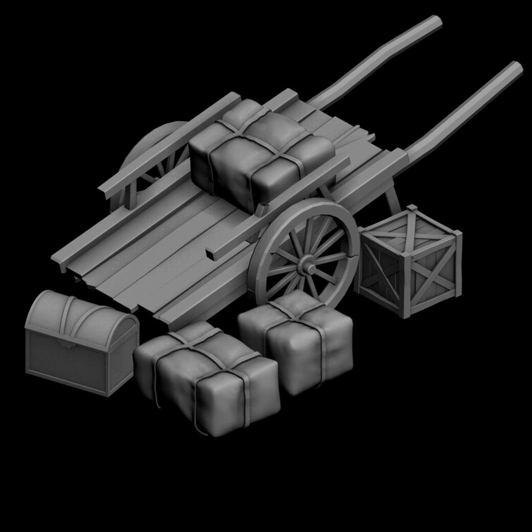 ArtStation - Ancient Transport Tool - Wooden Cart | Game Assets