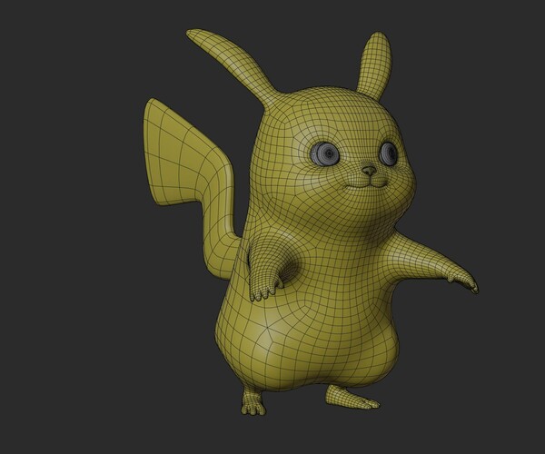 ArtStation - Pikachu - 3D Model + Ash's Cap + Pokeball | Game Assets