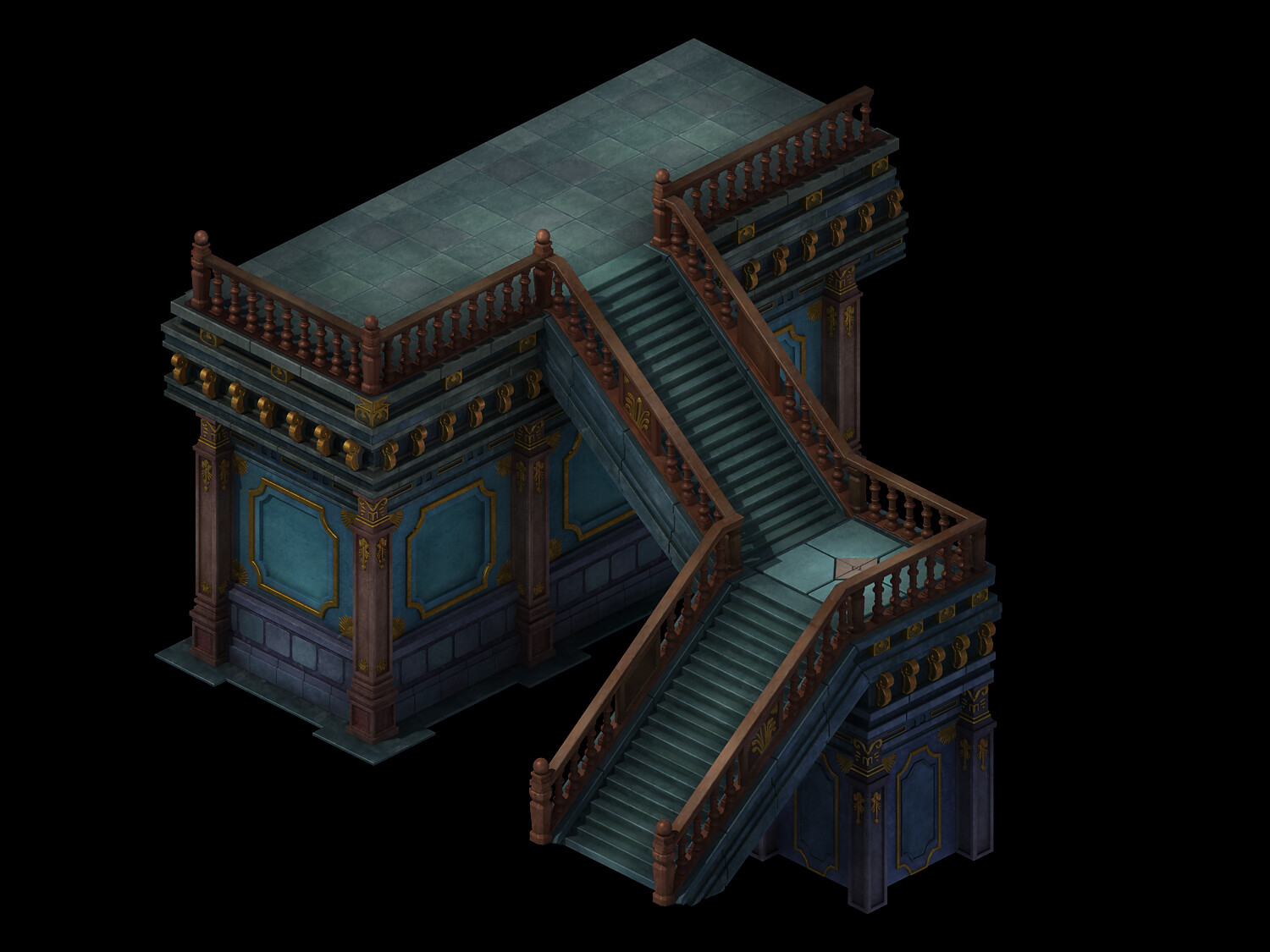 ArtStation - Library - Corner staircase 01 | Game Assets