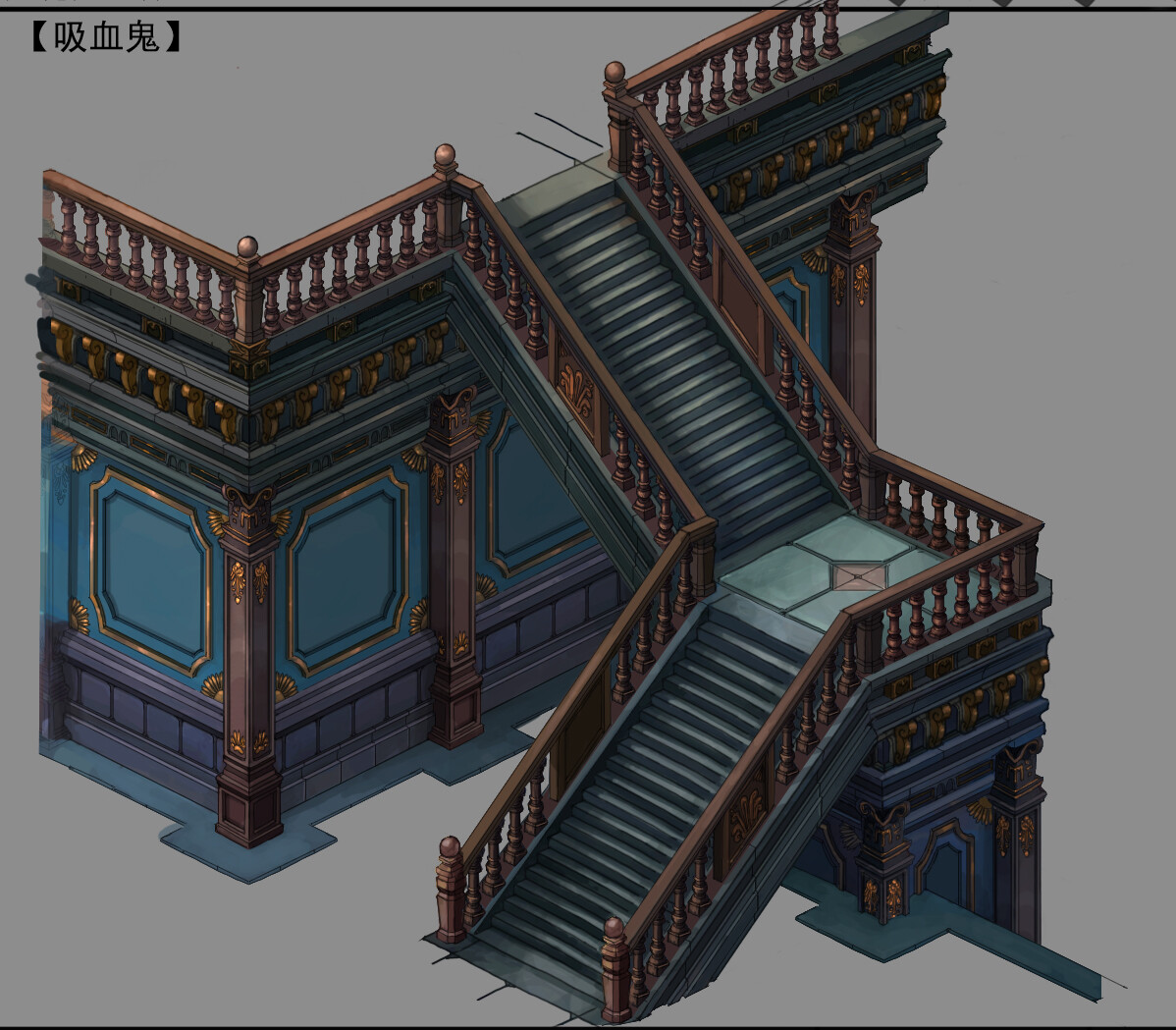 ArtStation - Library - Corner staircase 01 | Game Assets