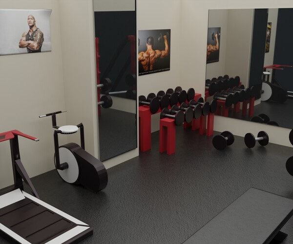 ArtStation - Low-Poly Gym - Fitness Hall Low-poly | Game Assets