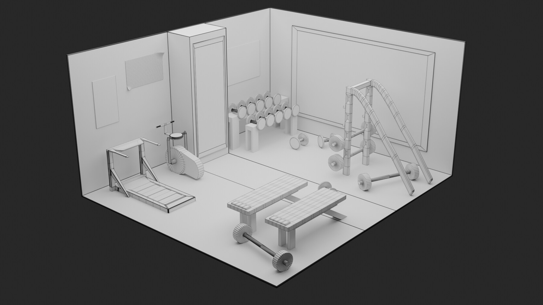 ArtStation - Low-Poly Gym - Fitness Hall Low-poly | Game Assets