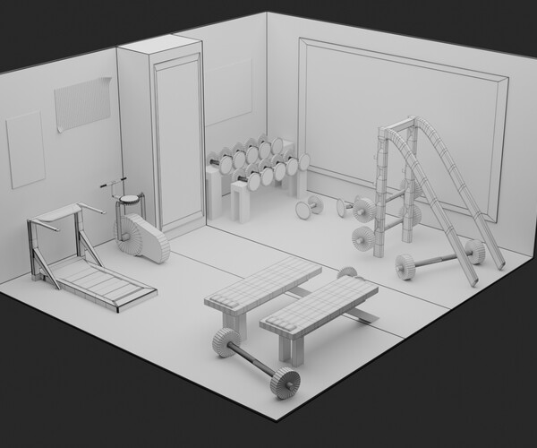 ArtStation - Low-Poly Gym - Fitness Hall Low-poly | Game Assets