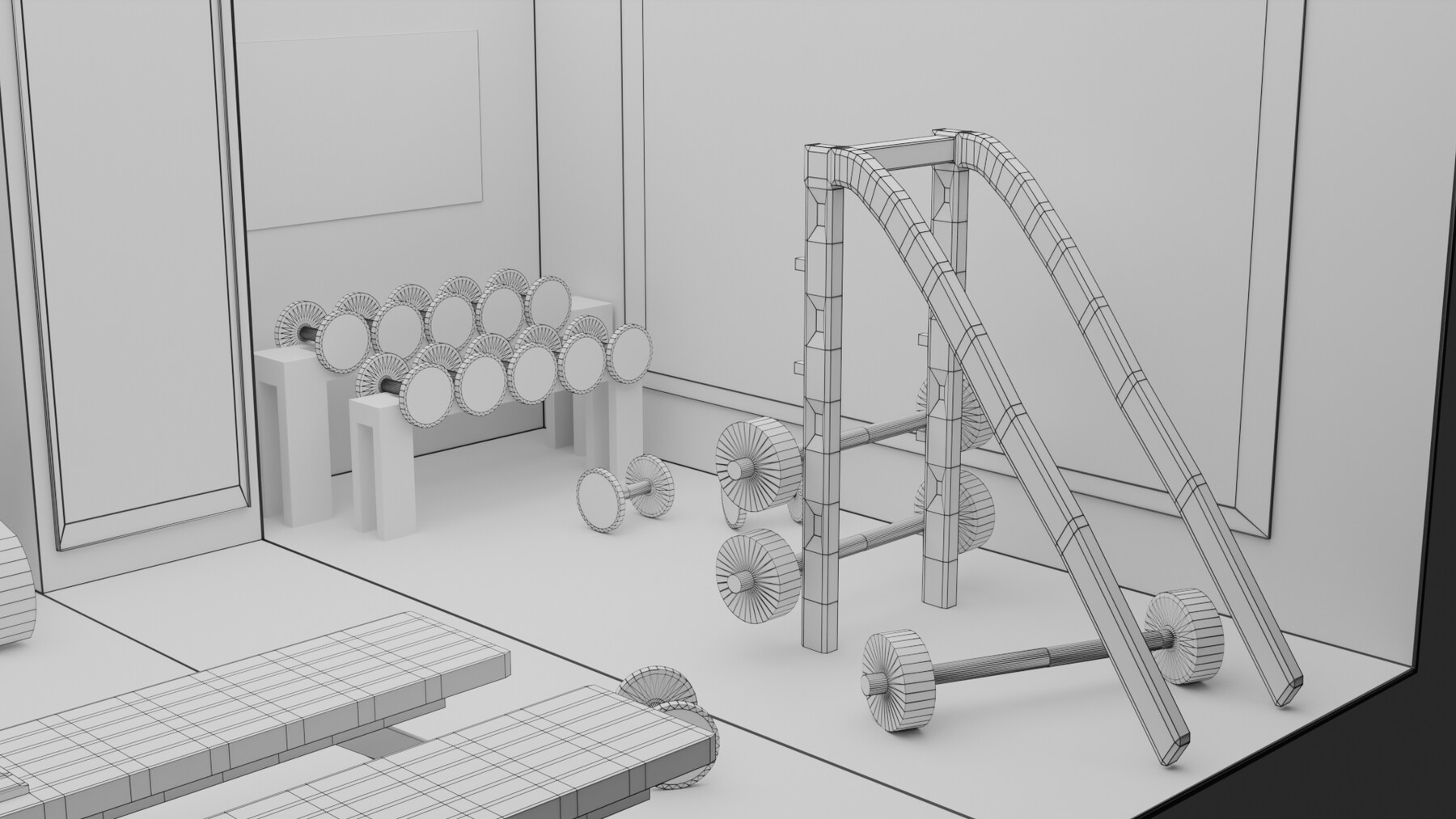 ArtStation - Low-Poly Gym - Fitness Hall Low-poly | Game Assets