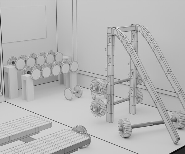 ArtStation - Low-Poly Gym - Fitness Hall Low-poly | Game Assets