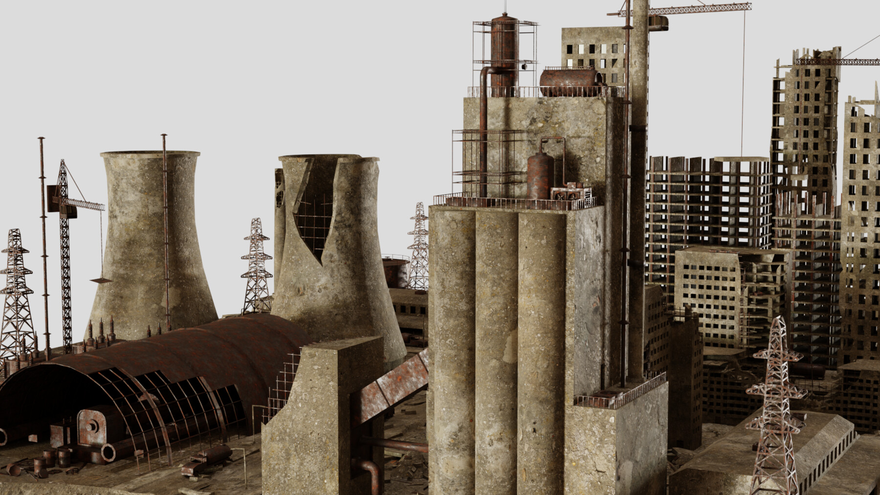 ArtStation - Post Apocalyptic Abandoned factory and power station ...