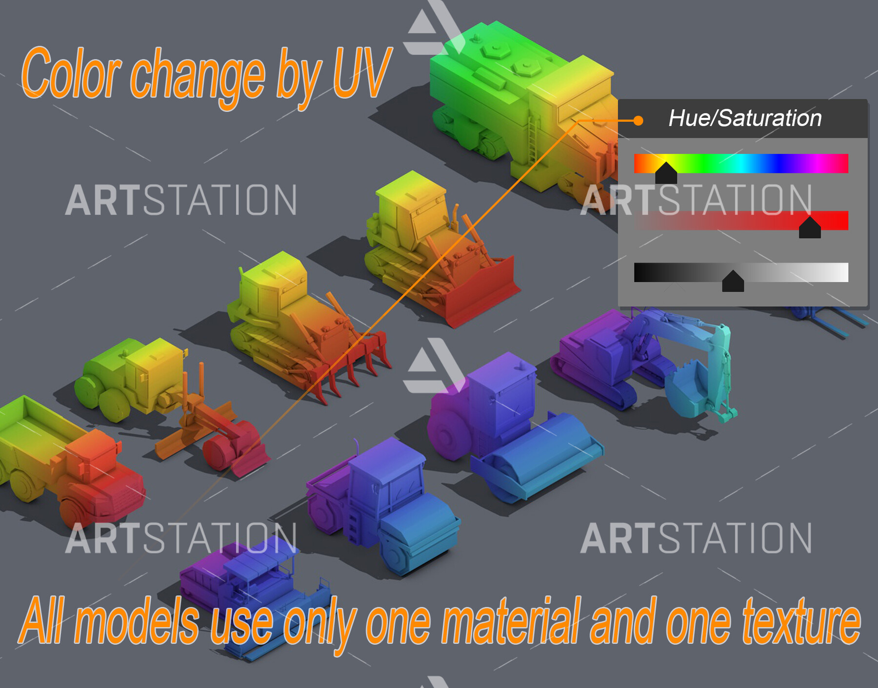 ArtStation - Low Poly Heavy Construction Machinery Equipment Industrial ...