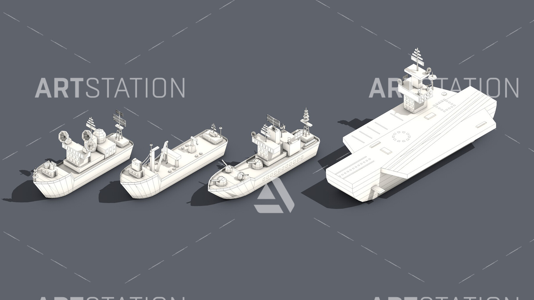 ArtStation - Low poly Ships Isometric Icon Pack 01 | Game Assets