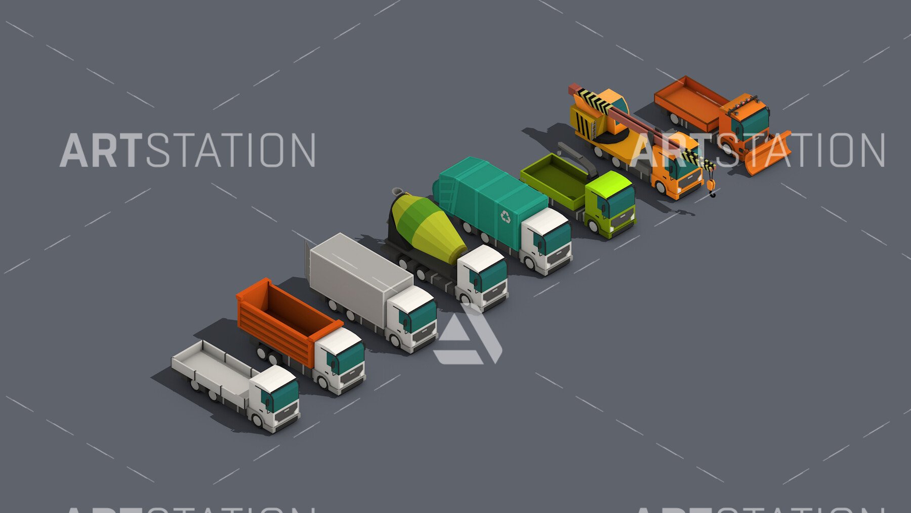 ArtStation - Low Poly Truck Isometric Icon Pack 01 | Game Assets