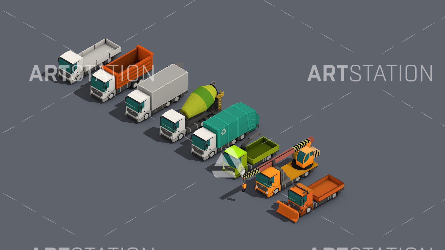 ArtStation - Low Poly Truck Isometric Icon Pack 01 | Game Assets