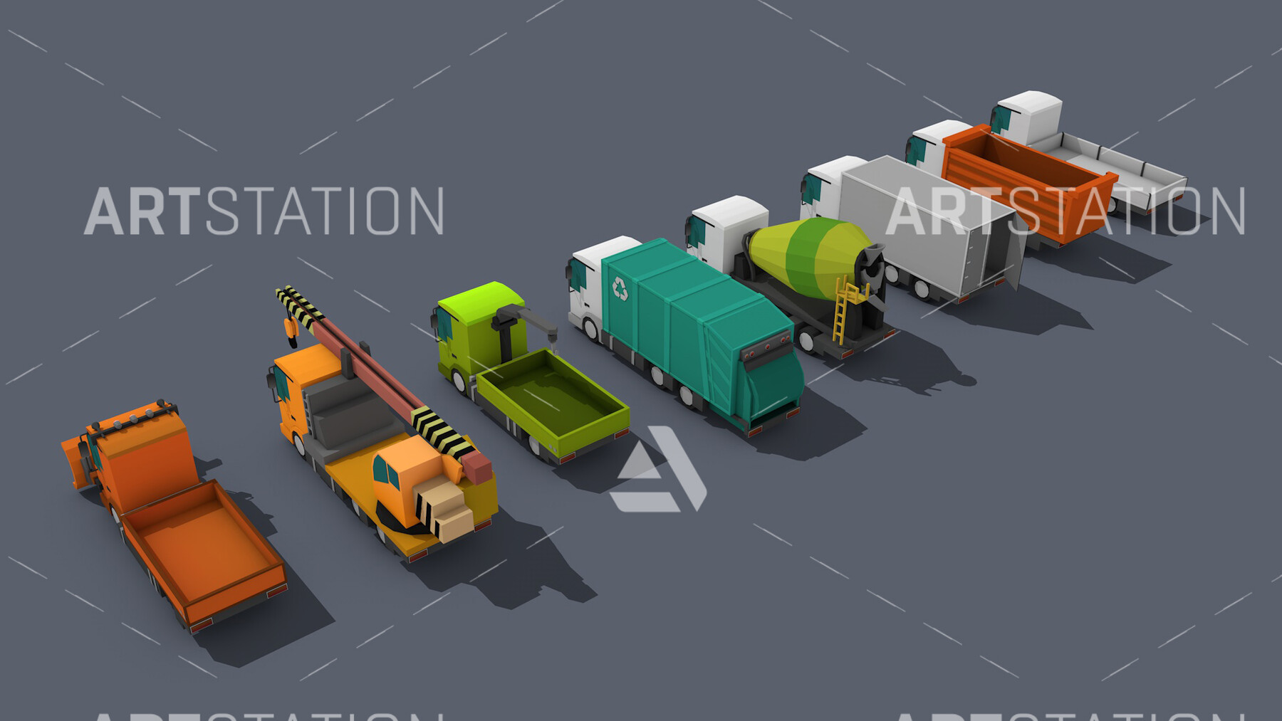 ArtStation - Low Poly Truck Isometric Icon Pack 01 | Game Assets