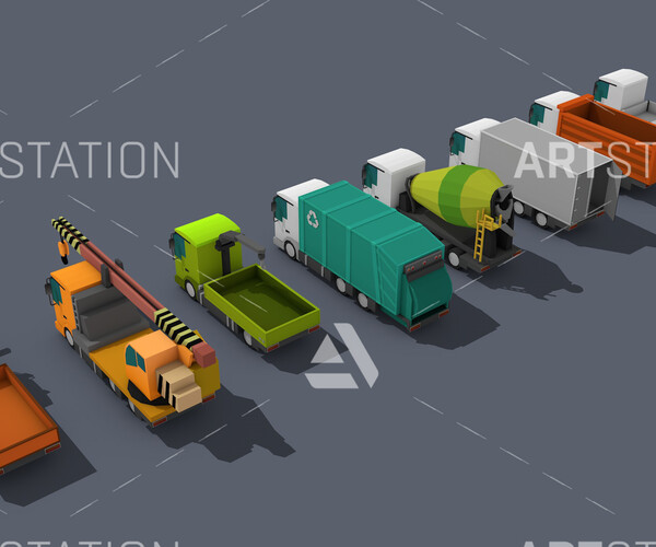 ArtStation - Low Poly Truck Isometric Icon Pack 01 | Game Assets