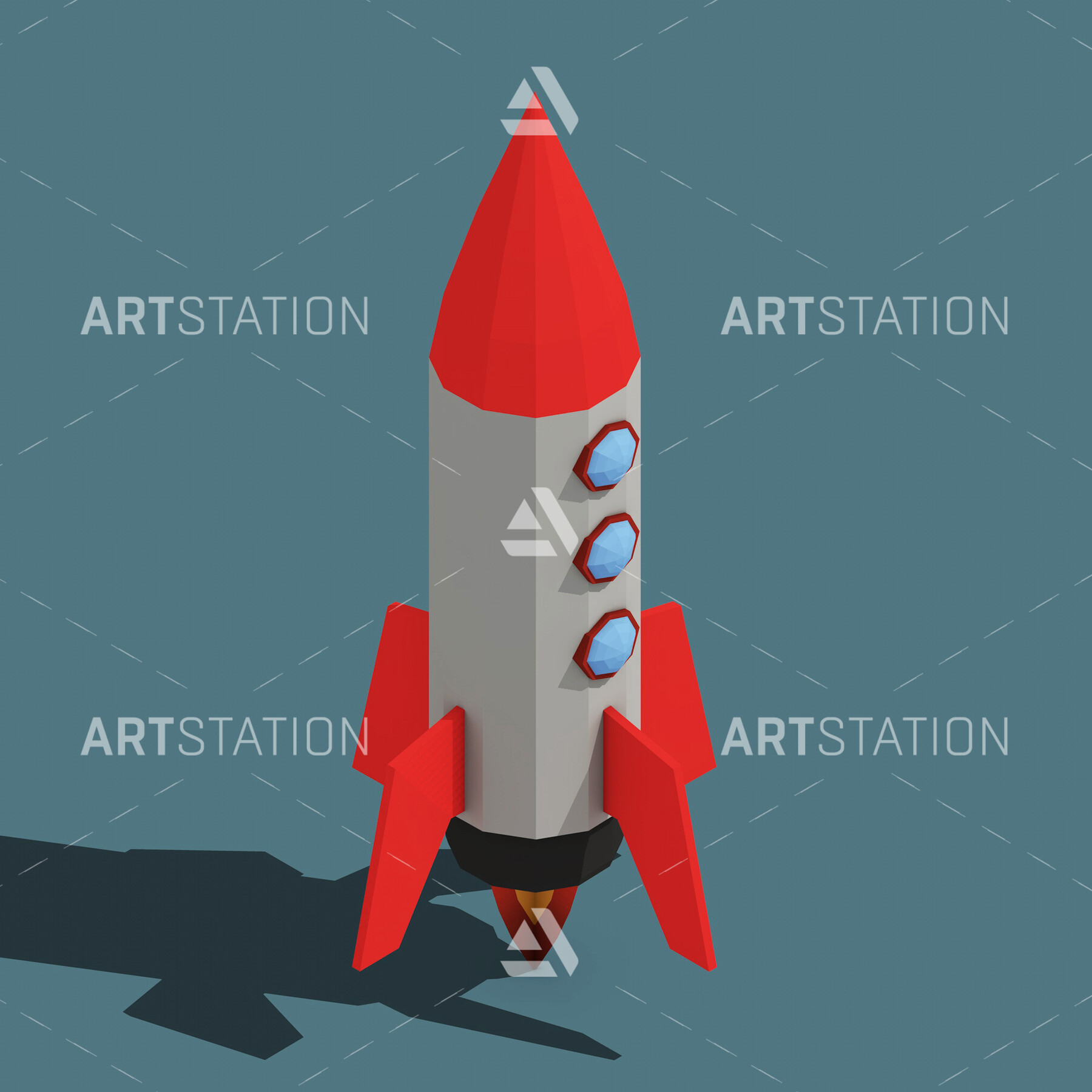 ArtStation - Low Poly Rocket Isometric Icon | Game Assets