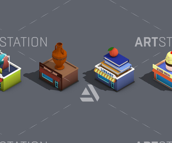 ArtStation - Low poly Stores Shops Isometric Icon | Game Assets