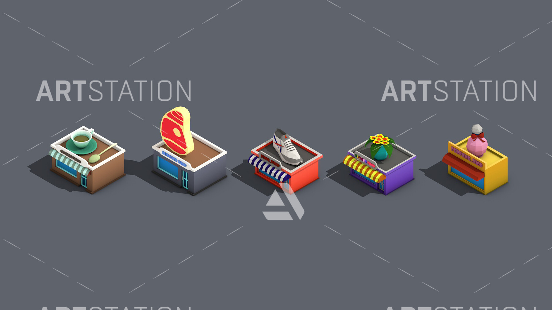 ArtStation - Low poly Stores Shops Isometric Icon | Game Assets