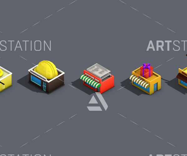ArtStation - Low poly Stores Shops Isometric Icon | Game Assets