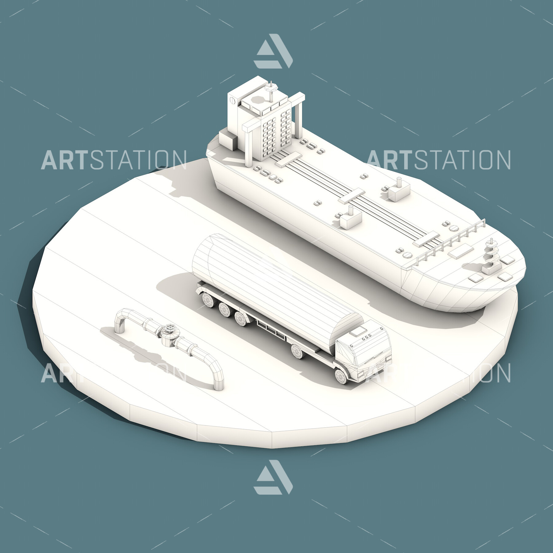 ArtStation - Low Poly Oil Industry Isometric Icon | Game Assets