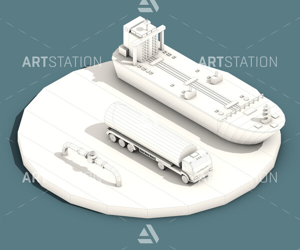 ArtStation - Low Poly Oil Industry Isometric Icon | Game Assets