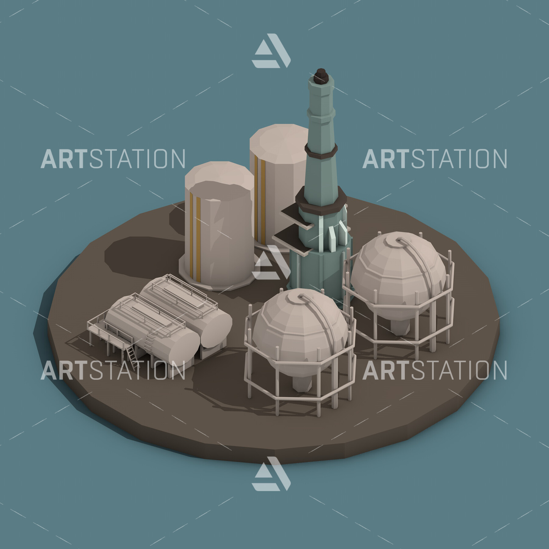 ArtStation - Low Poly Oil Industry Isometric Icon | Game Assets