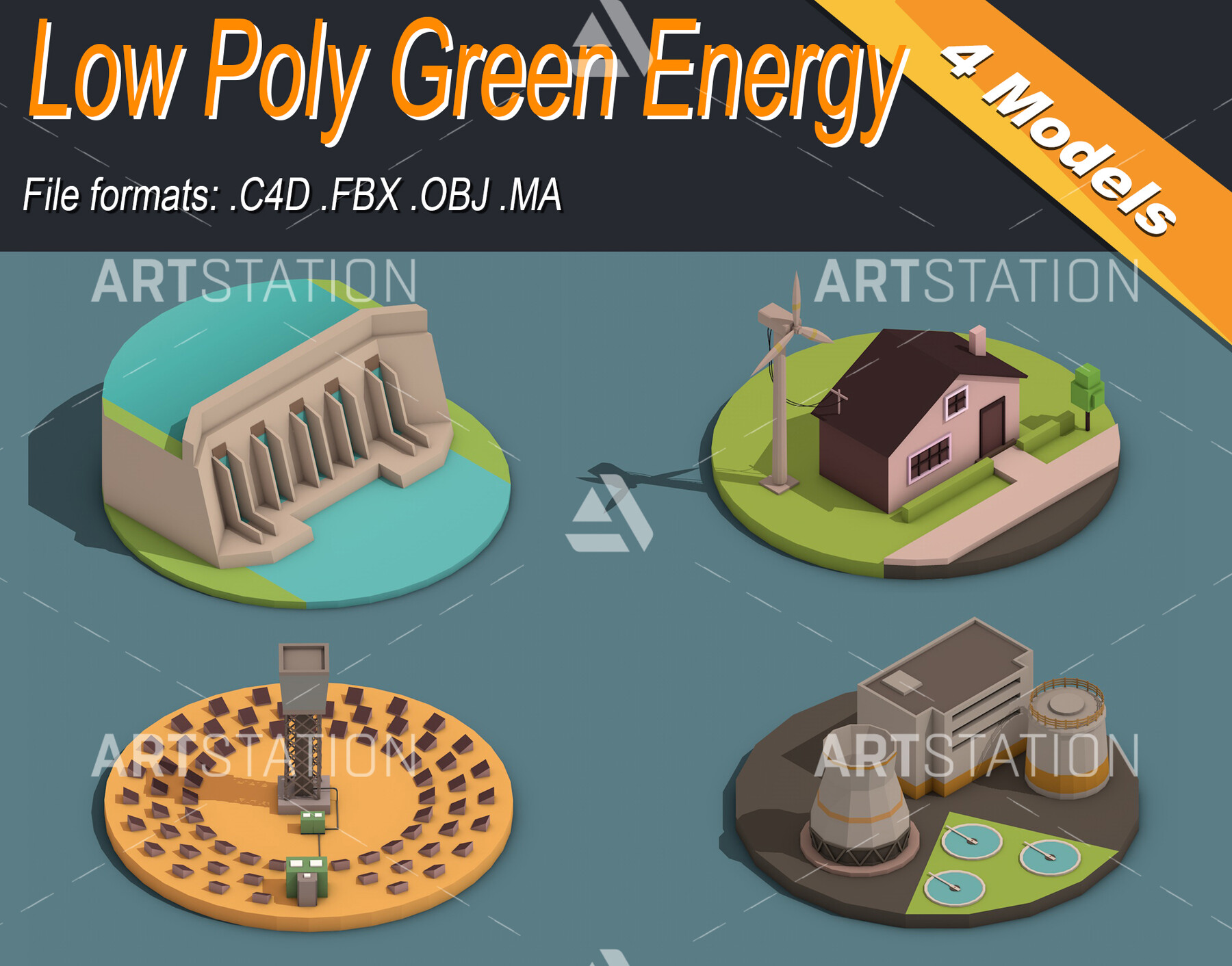 ArtStation - Low Poly Green Energy Isometric Icon | Game Assets