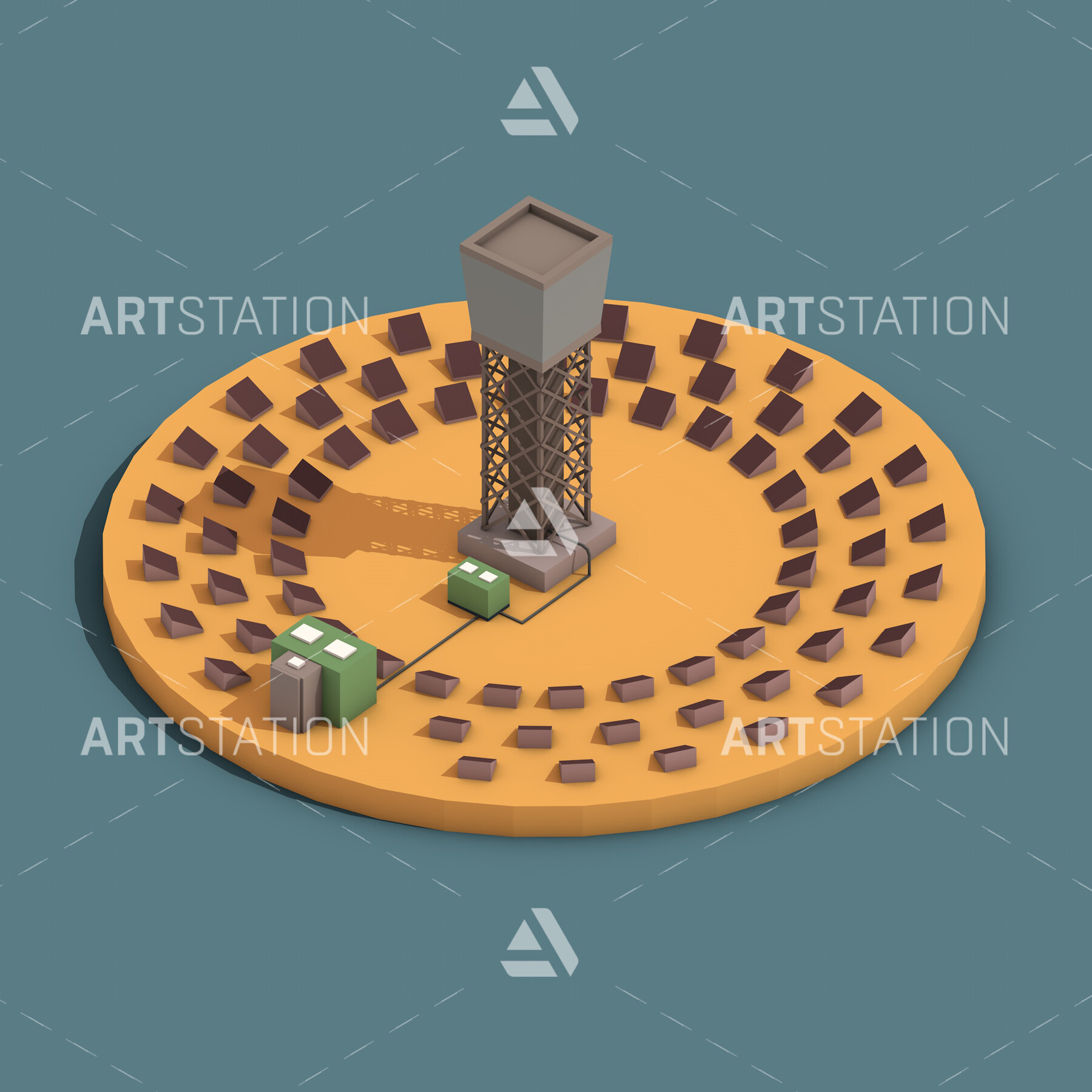 ArtStation - Low Poly Green Energy Isometric Icon | Game Assets