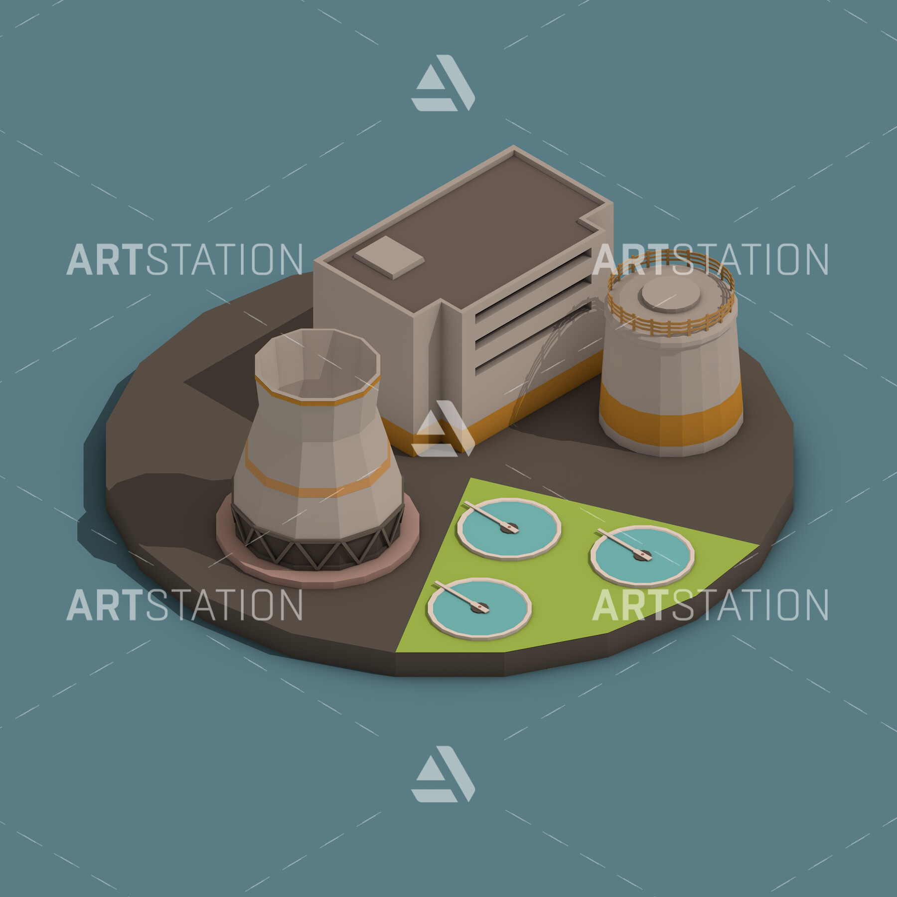 ArtStation - Low Poly Green Energy Isometric Icon | Game Assets