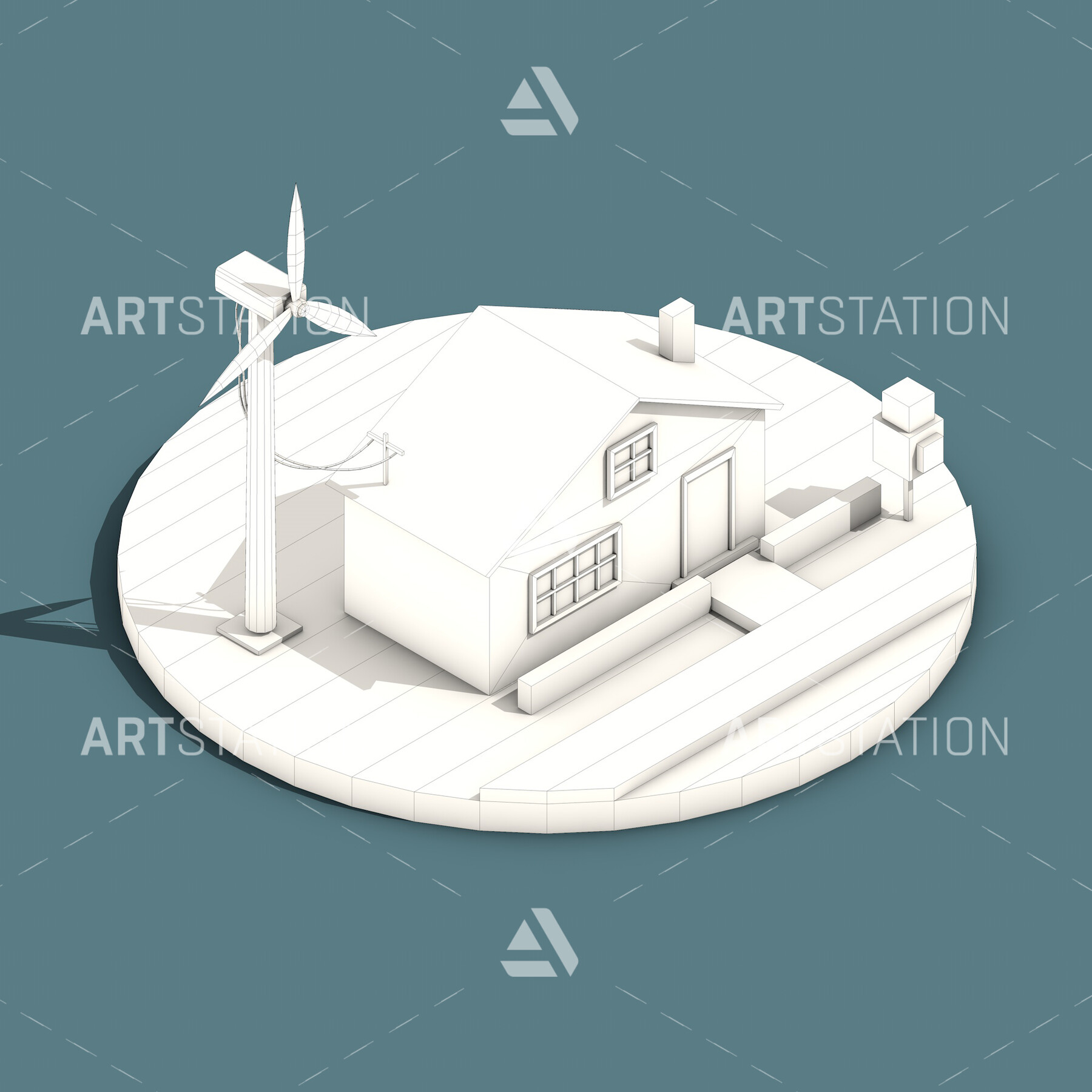 ArtStation - Low Poly Green Energy Isometric Icon | Game Assets