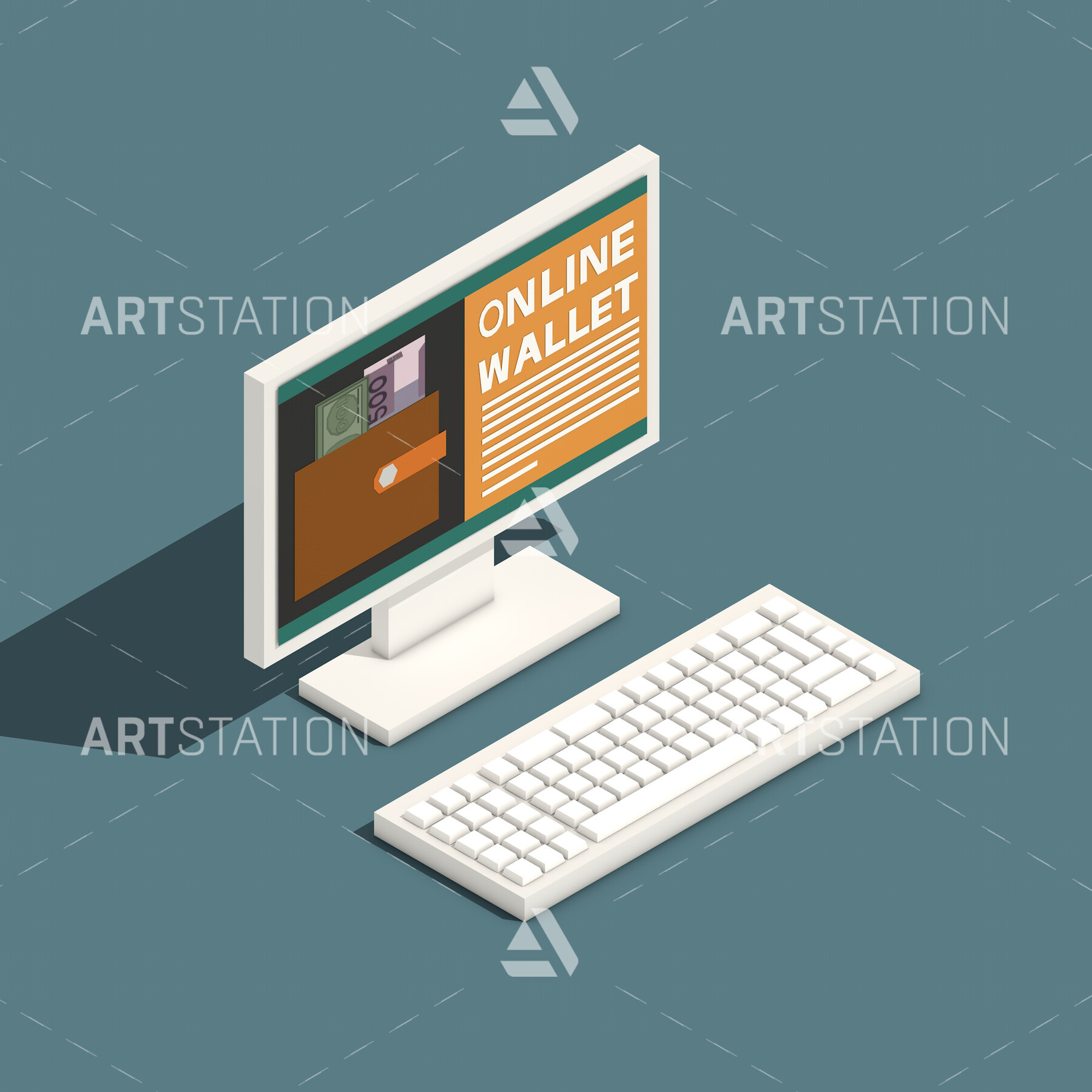 ArtStation - Low Poly Payment Methods Isometric Icon | Game Assets