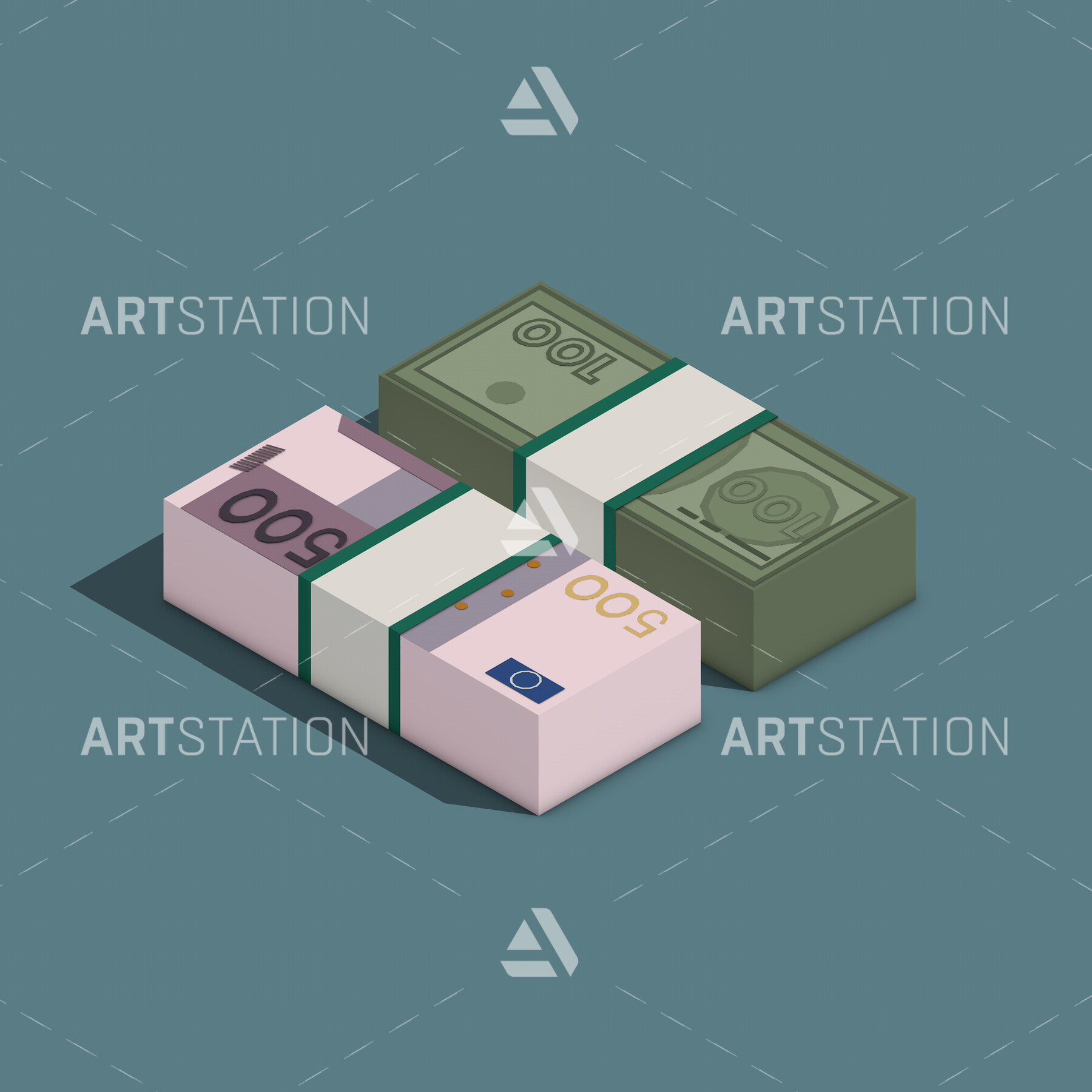 ArtStation - Low Poly Payment Methods Isometric Icon | Game Assets