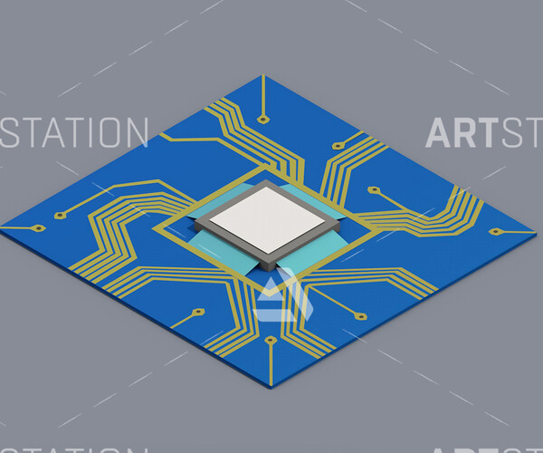Artstation Low Poly Semiconductor Components Isometric Icon Game Assets