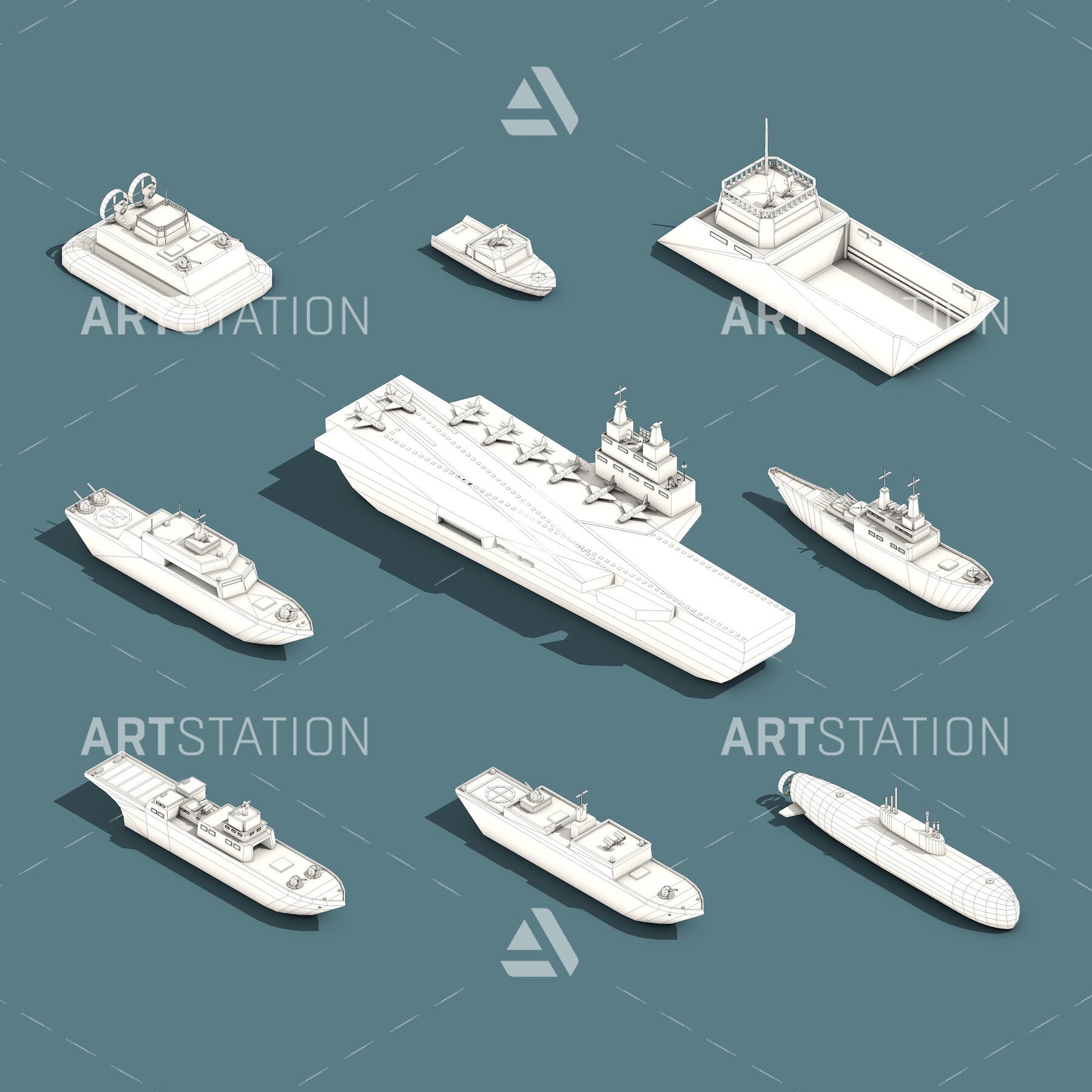 ArtStation - Low Poly Military Boats Isometric Icon | Game Assets
