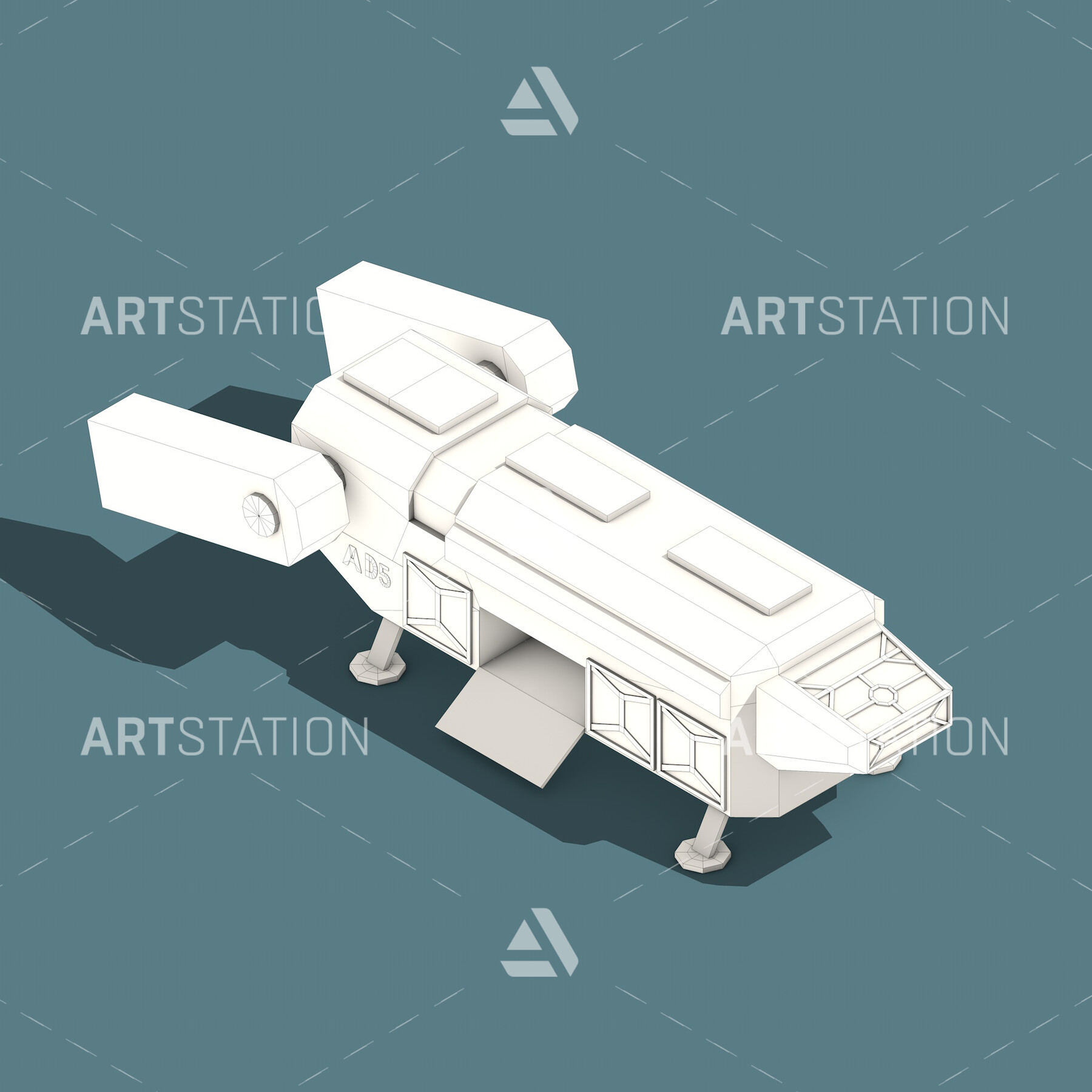 ArtStation - Low Poly Space Ship Isometric Icon | Game Assets
