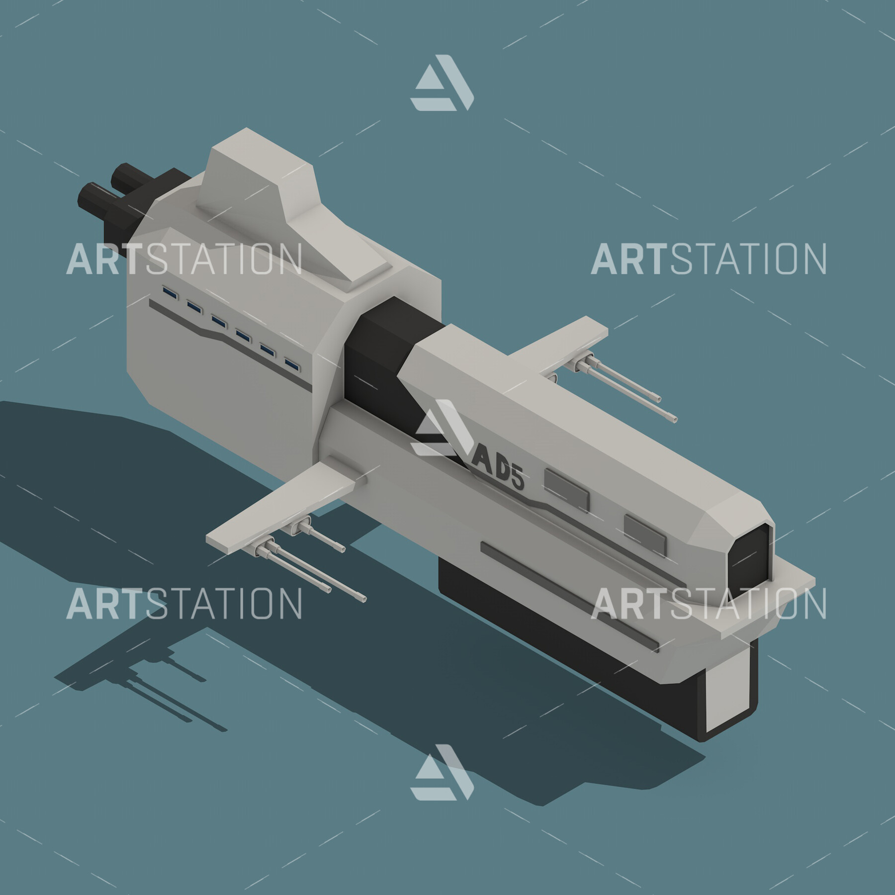 ArtStation - Low Poly Space Ship Isometric Icon | Game Assets