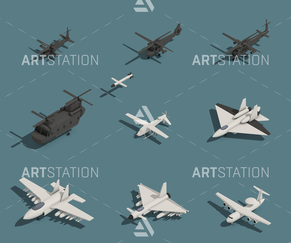 ArtStation - Low Poly Military Air Force Isometric Icon | Game Assets