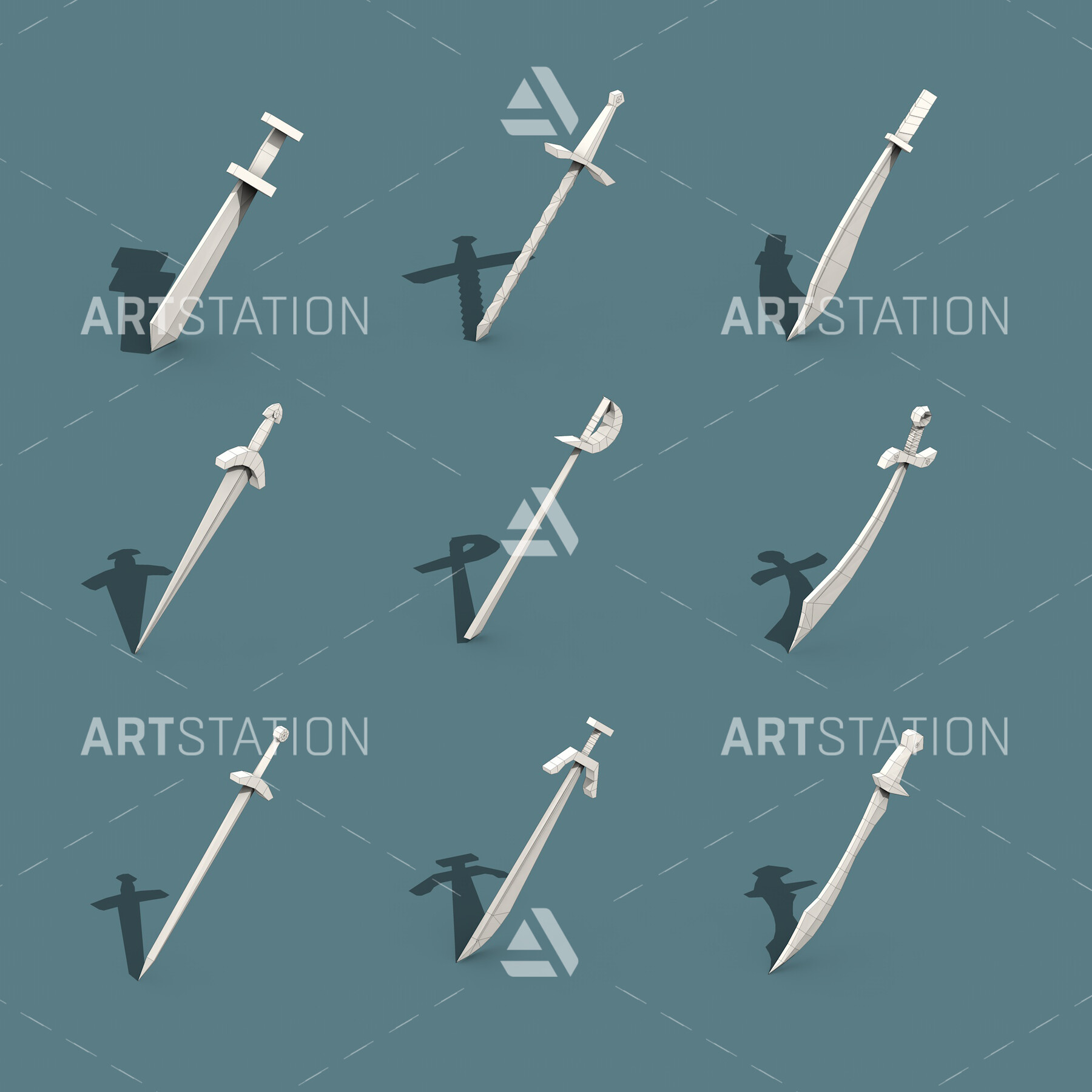 ArtStation - Low Poly Sword Isometric Icon | Game Assets