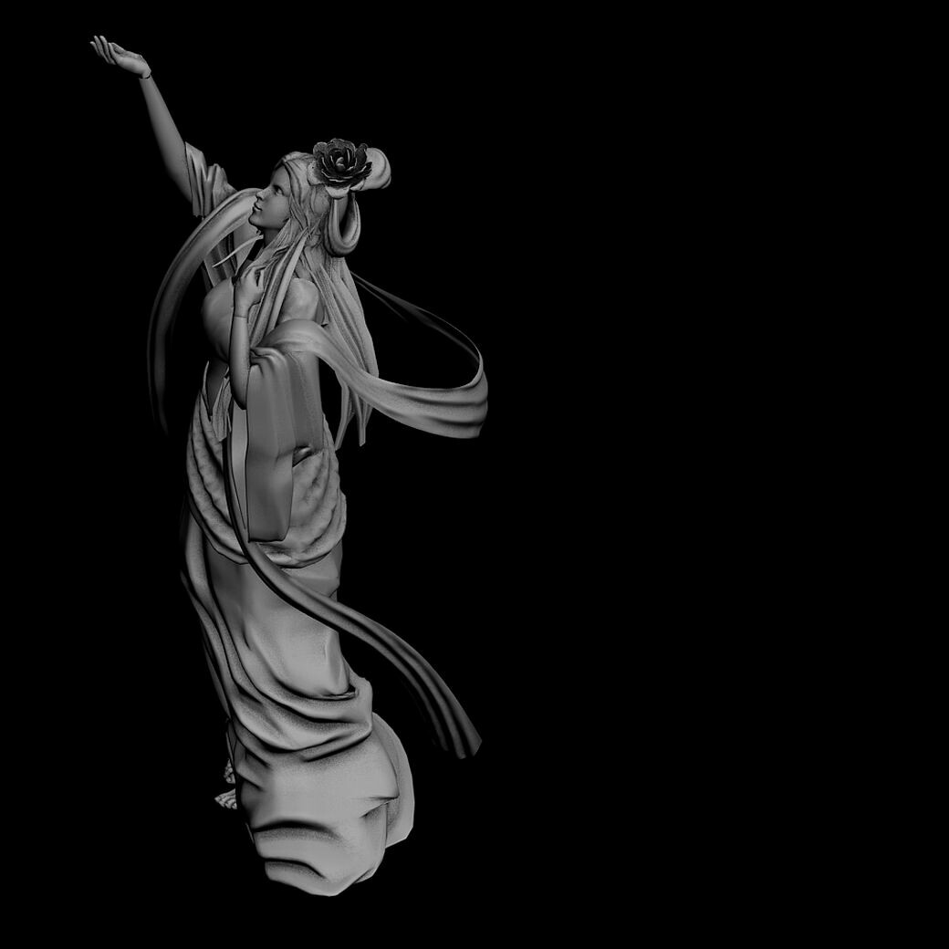 ArtStation - Stone sculpture - fairy flying sculpture | Game Assets