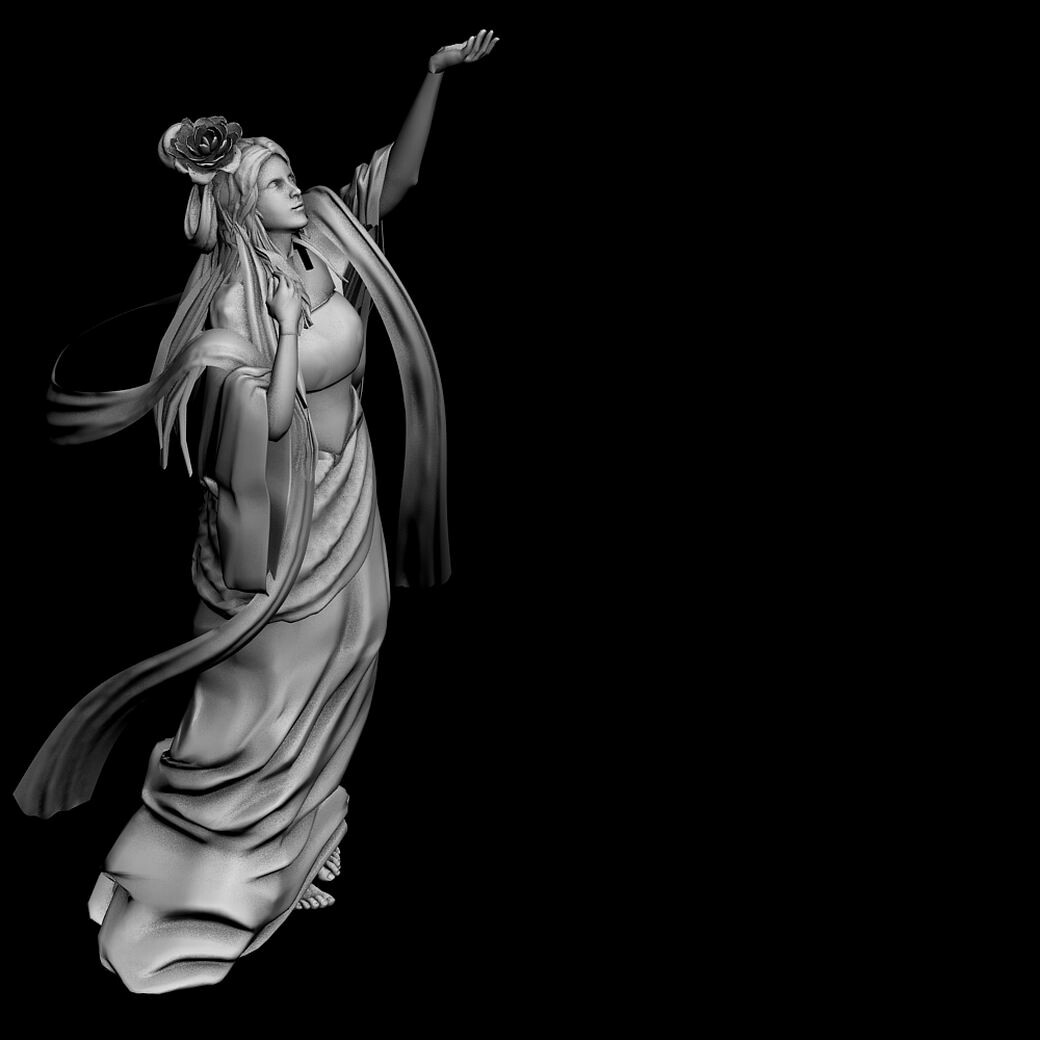 ArtStation - Stone sculpture - fairy flying sculpture | Game Assets