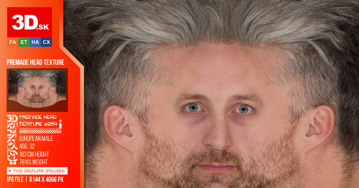 ArtStation - Male Premade Head Texture # 294 | Game Assets