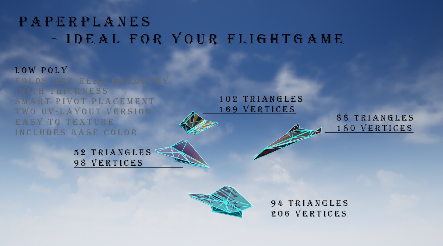 ArtStation - Paper plane - Package Low-poly 3D model | Game Assets