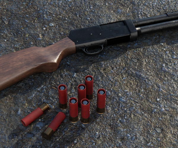 ArtStation - Shotgun with cartridges | 3D model | Low Poly | 4k ...