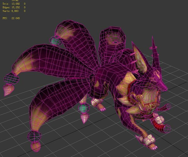 ArtStation - Game animated character - six tails fox | Game Assets