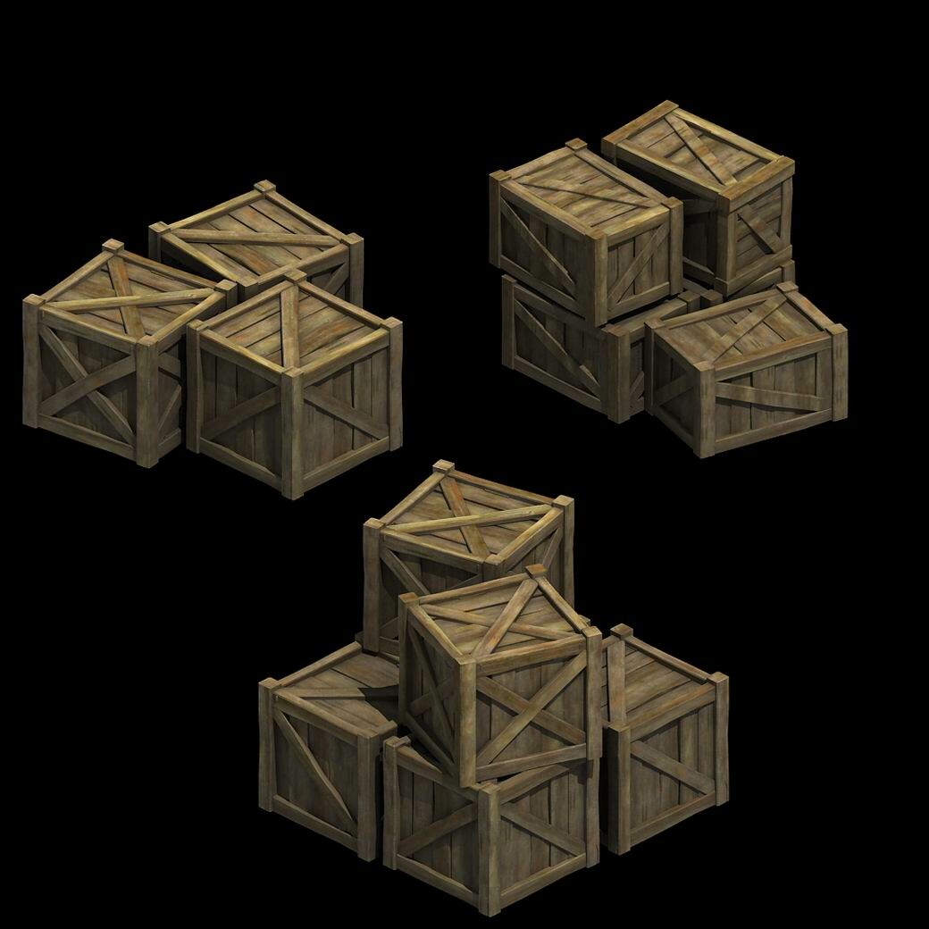 ArtStation - Wooden Box Combination 032 | Game Assets