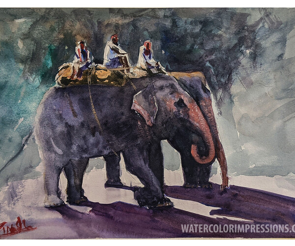 ArtStation - Elephant Riders - Watercolor Painting | Artworks