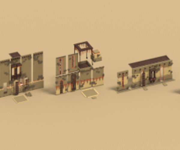 ArtStation - +100 Voxel Desert Town Kitbash | Game Assets