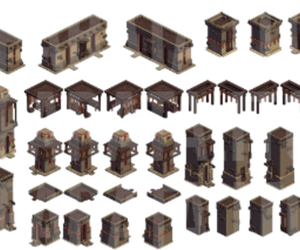 ArtStation - +100 Voxel Desert Town Kitbash | Game Assets