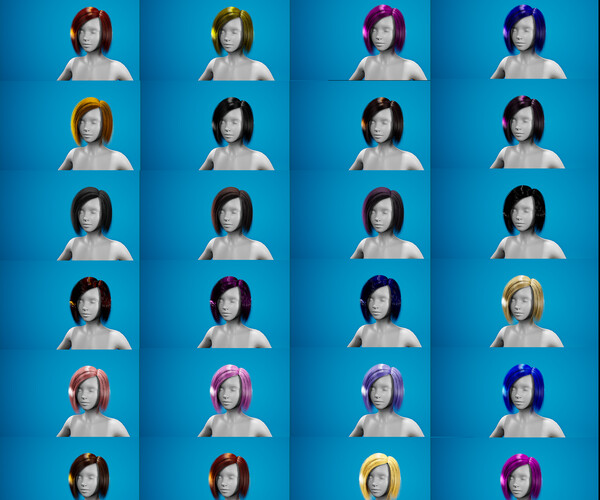 ArtStation - hair color chart Collection (Groom) For UE4 | Game Assets