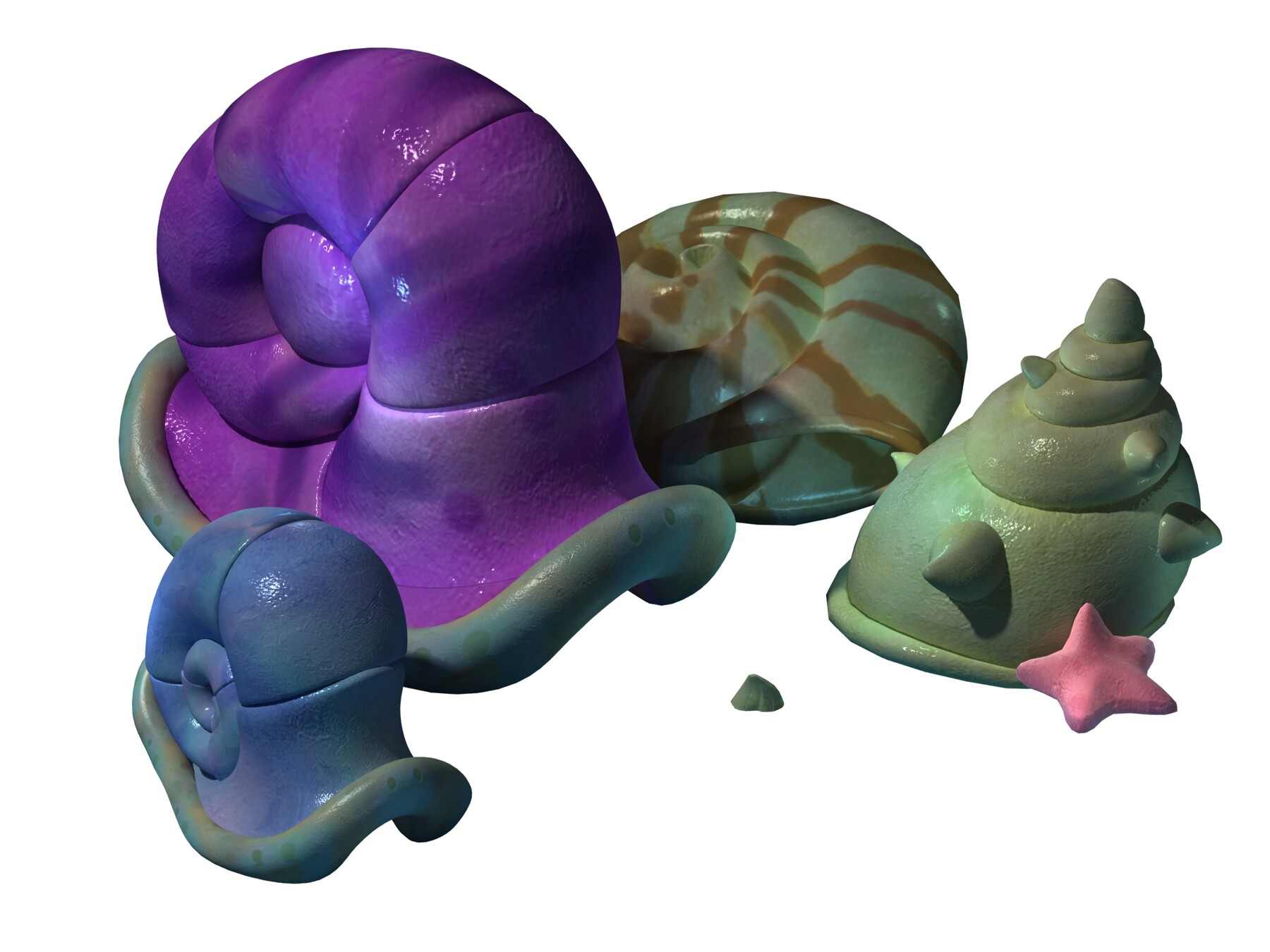 ArtStation - Cartoon Underwater City - Shell 05 | Game Assets