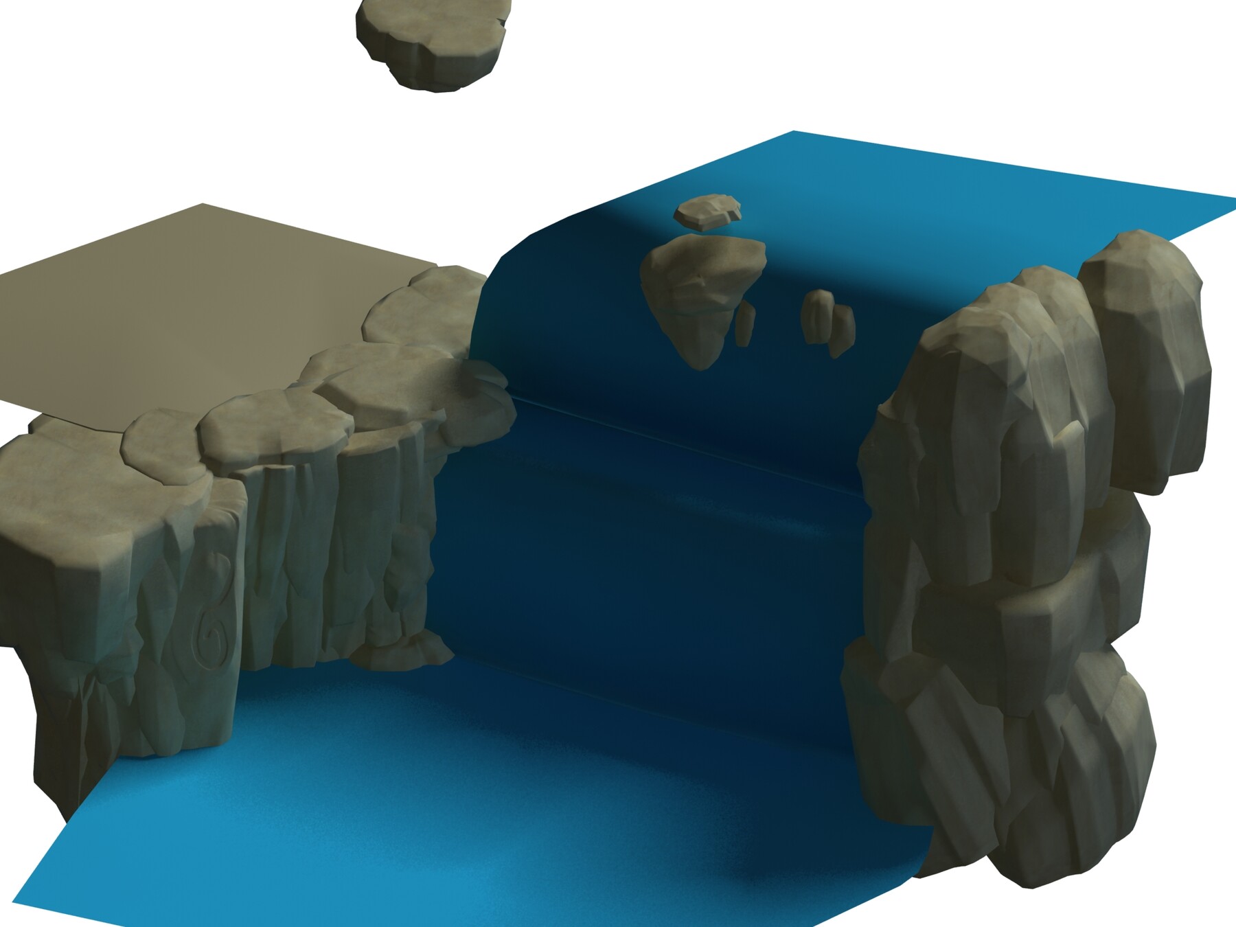 ArtStation - Cartoon forest - river stone waterfall | Game Assets