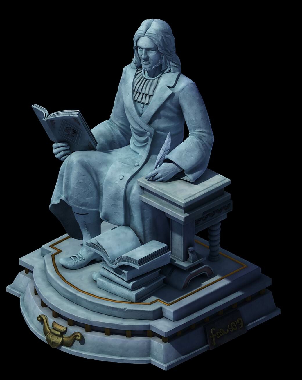 ArtStation - Library - Bookshelf in the middle of the statue 02 | Game ...
